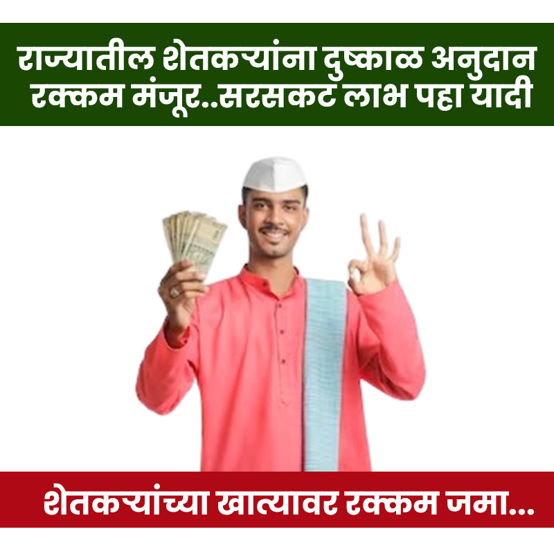 राज्यातील शेतकऱ्यांना दुष्काळ अनुदान मंजूर गावनिहाय यादी प्रसिद्ध ...